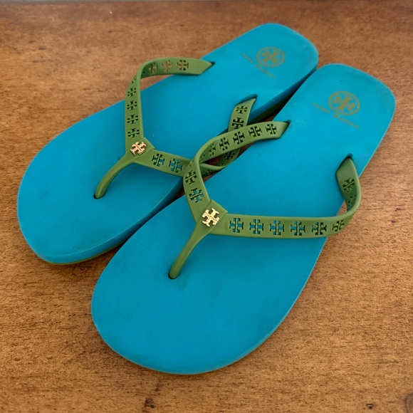 Tory Burch | Shoes | Tory Burch Womens Green And Blue Flip Flops | Poshmark